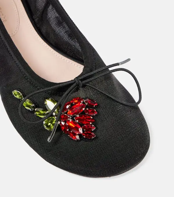 Simone Rocha Bow-detail Embellished Ballet Flats - Black