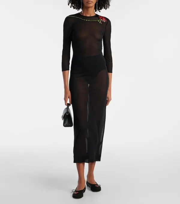 Simone Rocha Bow-detail Embellished Ballet Flats - Black
