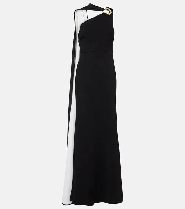 Roland Mouret Asymmetric Caped Gown - Black