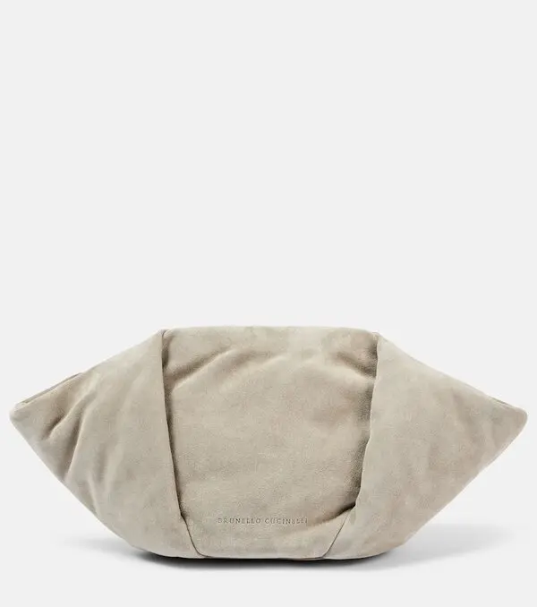 Brunello Cucinelli Fold-over Suede Clutch - Green