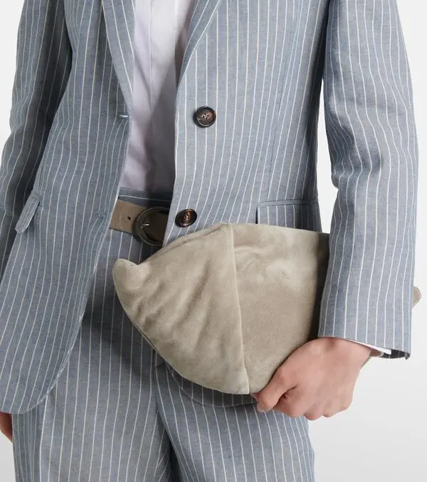Brunello Cucinelli Fold-over Suede Clutch - Green