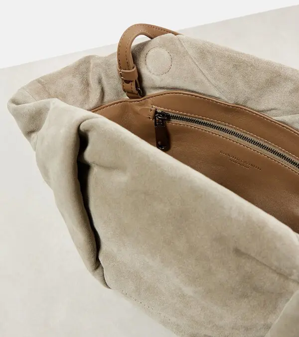 Brunello Cucinelli Fold-over Suede Clutch - Green