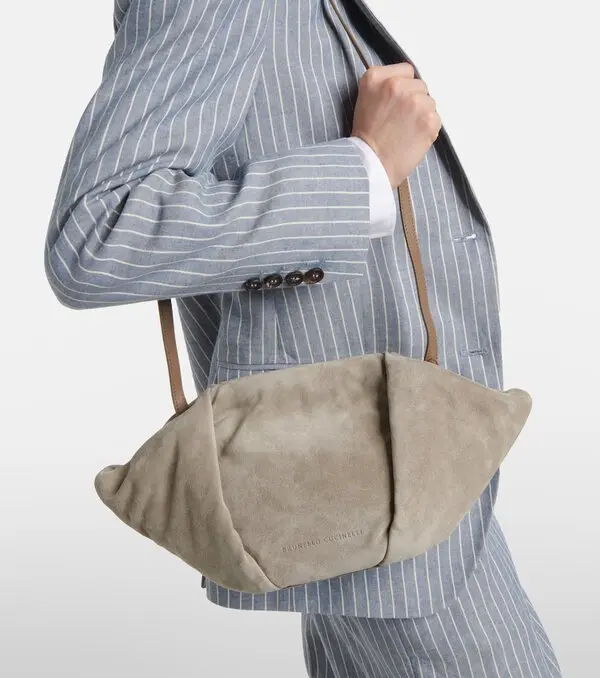 Brunello Cucinelli Fold-over Suede Clutch - Green