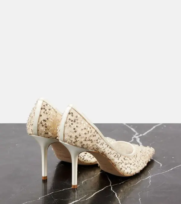 JIMMY CHOO Love 85 Beaded Mesh Pumps