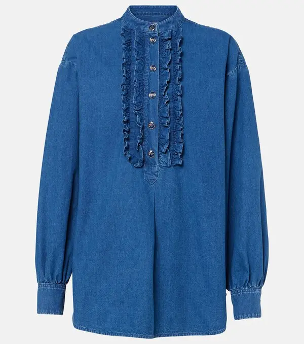 Valentino Garavani Ruffled Denim Blouse