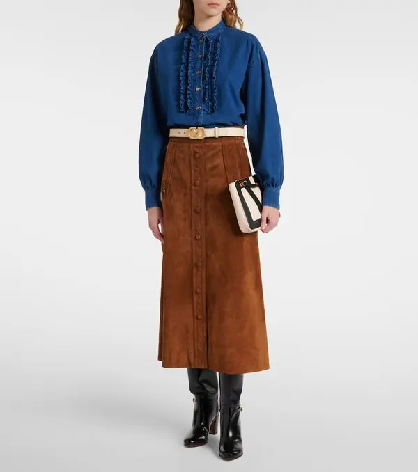 Valentino Garavani Ruffled Denim Blouse