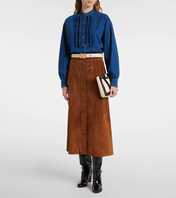 Valentino Garavani Ruffled Denim Blouse