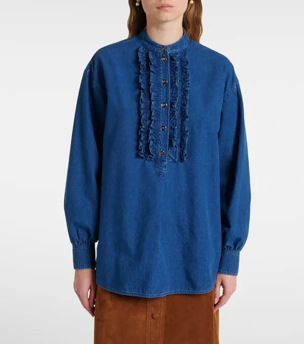 Valentino Garavani Ruffled Denim Blouse