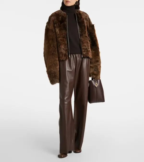 Nour Hammour Olan Wide-leg Leather Pants