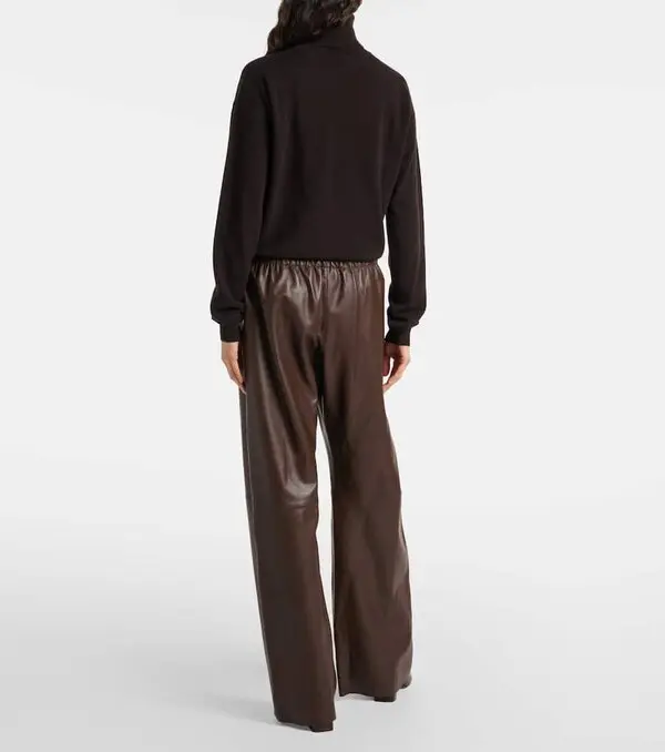 Nour Hammour Olan Wide-leg Leather Pants