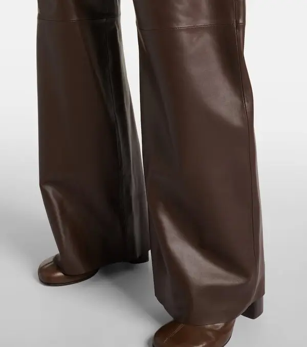 Nour Hammour Olan Wide-leg Leather Pants