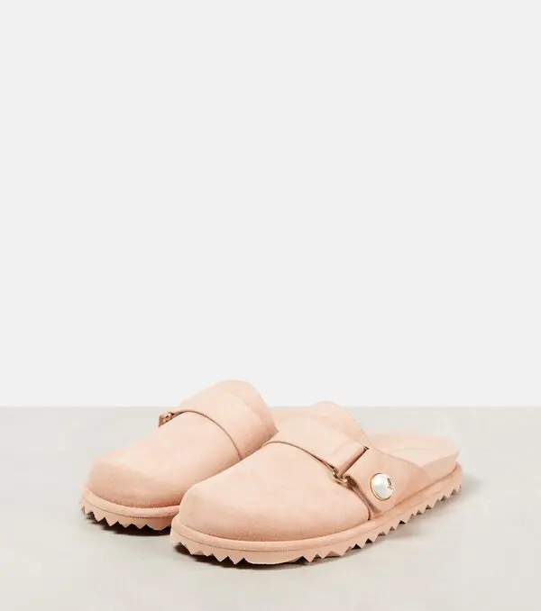 JIMMY CHOO Fayence Suede Mules - Beige