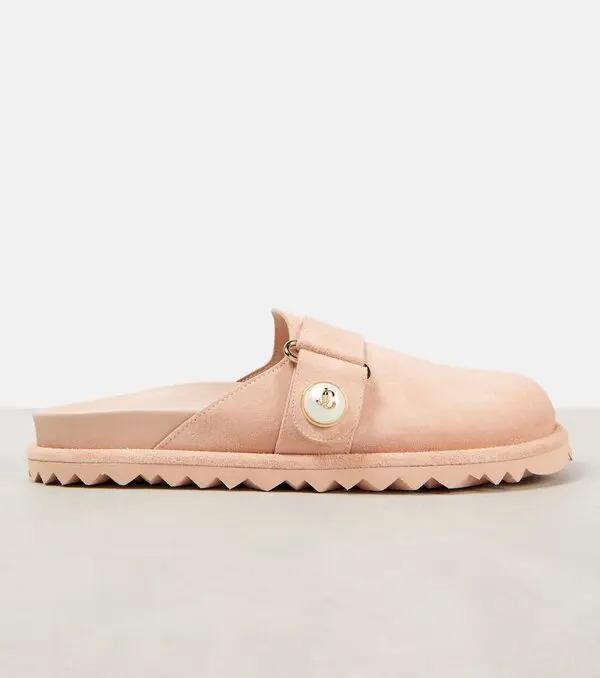 JIMMY CHOO Fayence Suede Mules - Beige