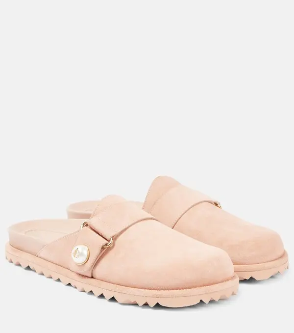 JIMMY CHOO Fayence Suede Mules - Beige