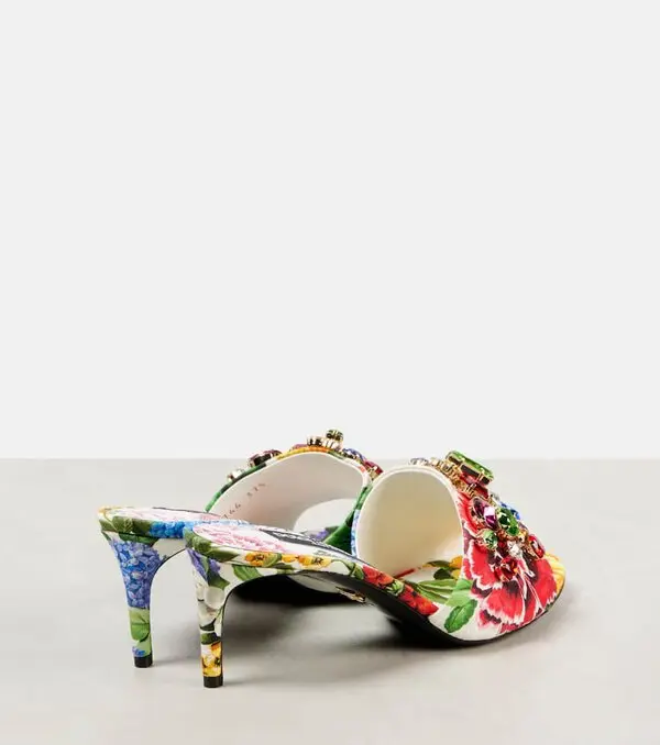 Dolce & Gabbana Kiera Floral Embellished Brocade Mules