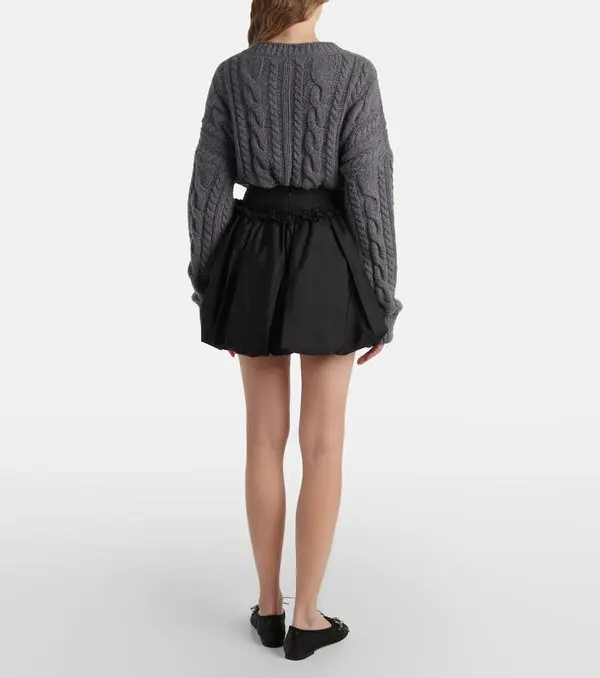 Simone Rocha Gathered Taffeta Miniskirt - Black