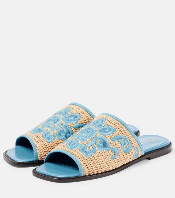 Etro Leather Espadrille Slides