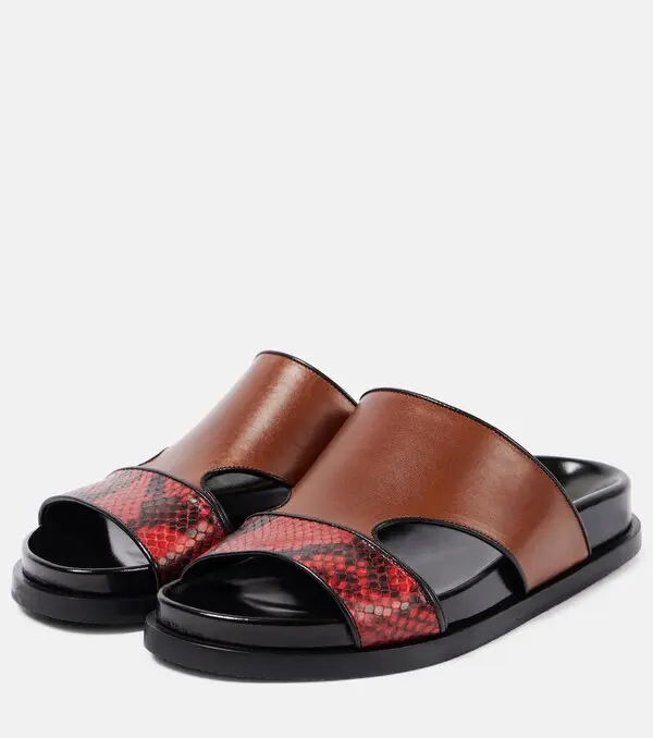 Dries Van Noten Leather Slides - Beige