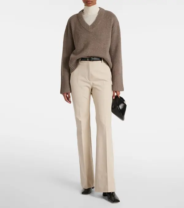 JOSEPH Tafira Mid-rise Gabardine Flared Trousers - Blue