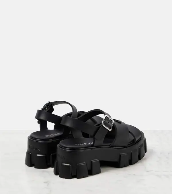 Prada Monolith Platform Sandals - Black