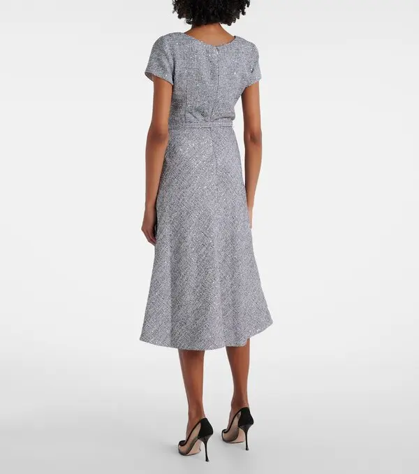 Alessandra Rich Sequined Tweed Midi Dress