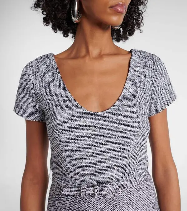 Alessandra Rich Sequined Tweed Midi Dress