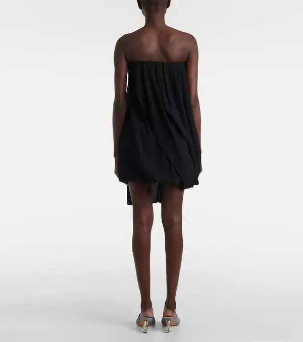 JW Anderson Draped Off-shoulder Wool-blend Bustier Dress