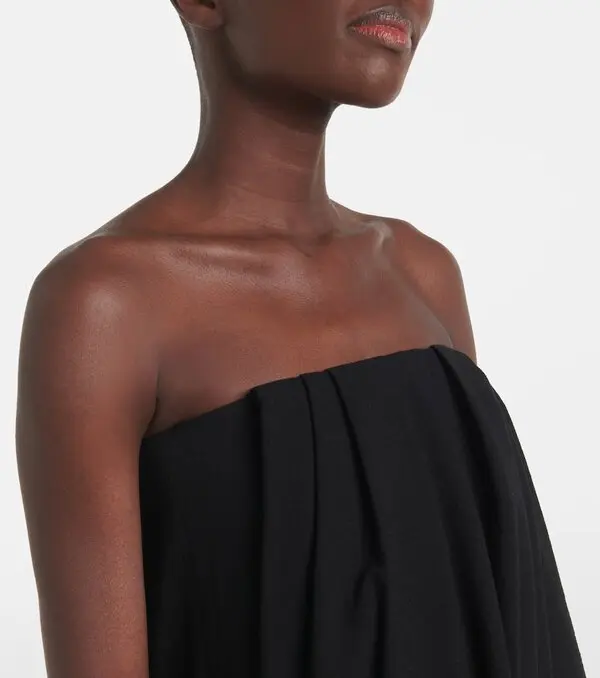 JW Anderson Draped Off-shoulder Wool-blend Bustier Dress