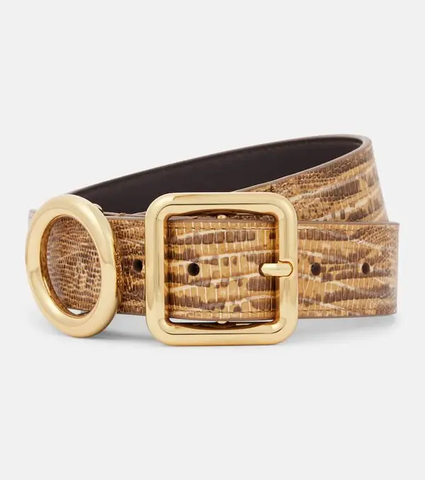 Jacquemus Regalo Croc-effect Leather Belt - Beige