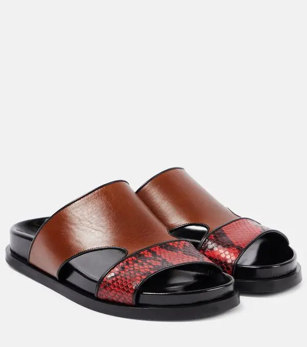 Dries Van Noten Leather Open Toe Slides