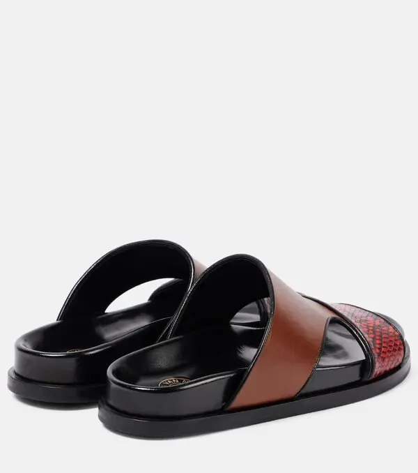 Dries Van Noten Leather Open Toe Slides