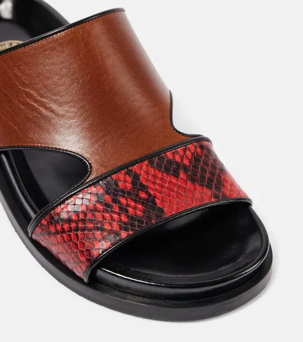 Dries Van Noten Leather Open Toe Slides
