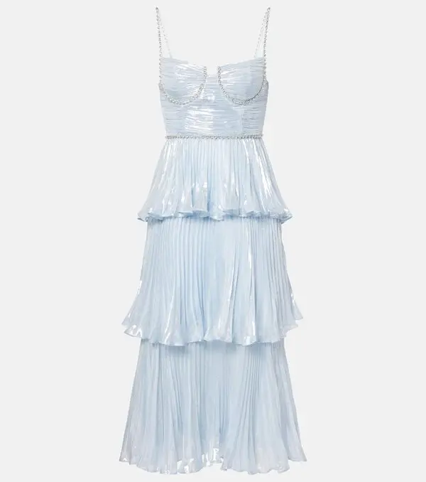 SELF-PORTRAIT Feather-trimmed Gown - Blue