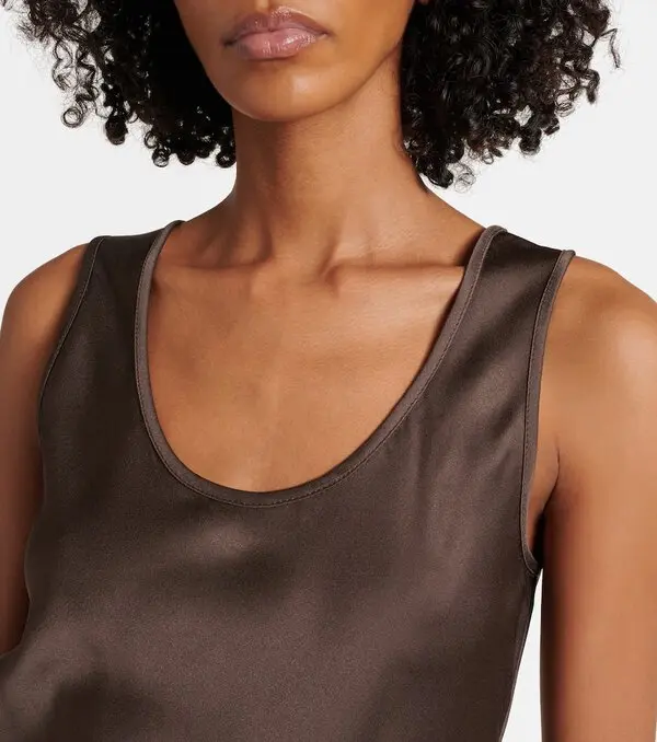 Brunello Cucinelli Satin Maxi Dress - Brown