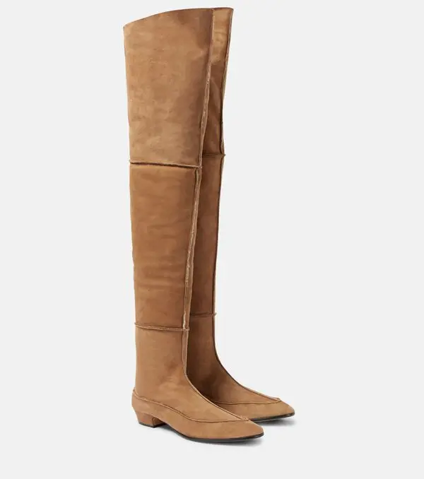THE ROW Suede Over-the-knee Boots - Brown