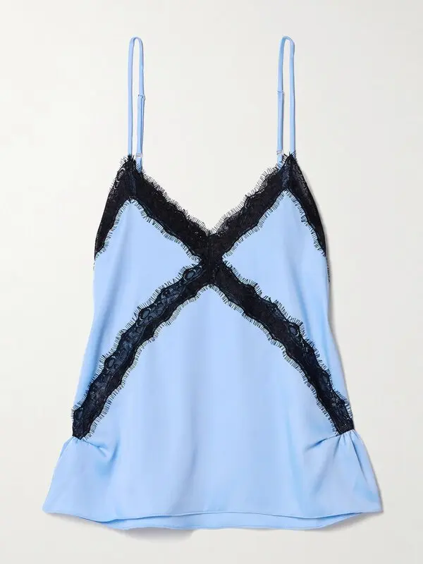 KIKA VARGAS Brigitte Lace-trimmed Camisole - Blue