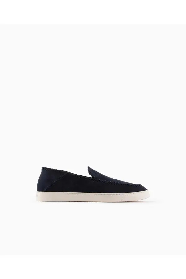 Giorgio Armani Galleria 3 Suede Slip-ons - Navy