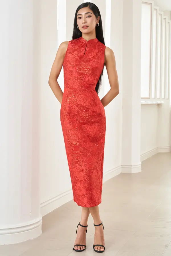 Lunar Brocade Sheath Dress