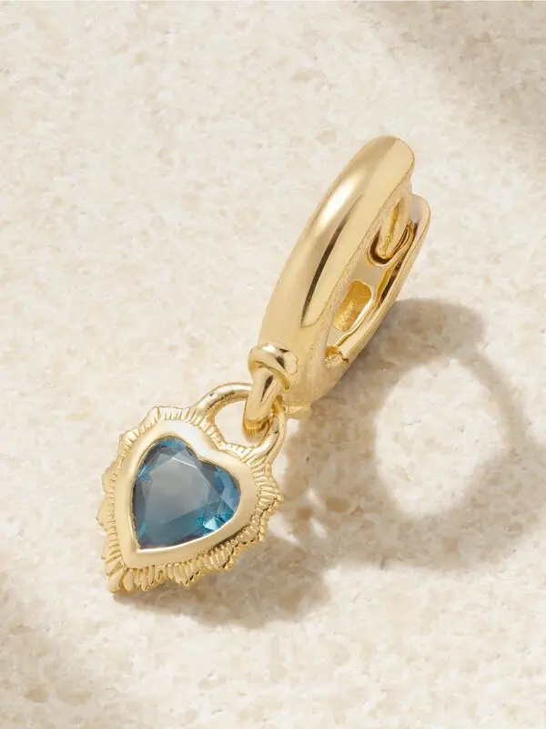 FOUNDRAE True Love 18-karat Gold Topaz Hoop Earring - Blue