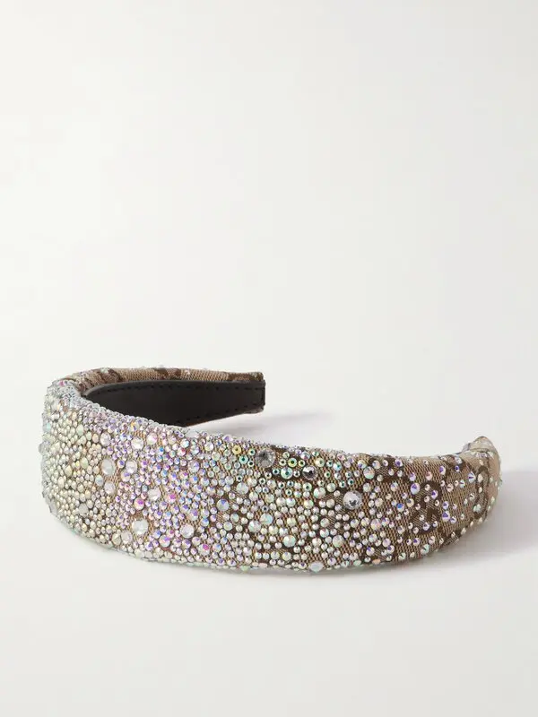 Gucci Crystal-Embellished Canvas-Jacquard Headband  display picture 1