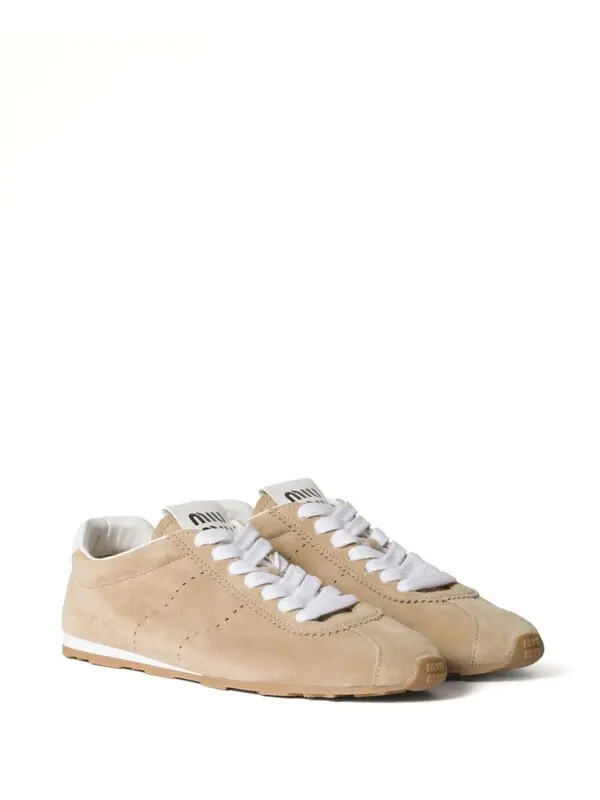 Miu Miu Plume Suede Sneakers - Neutrals