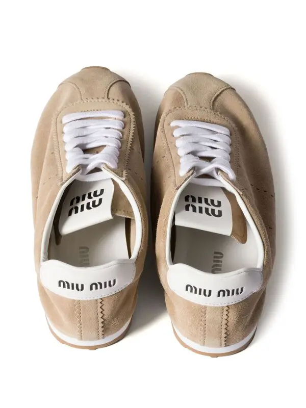 Miu Miu Plume Suede Sneakers - Neutrals