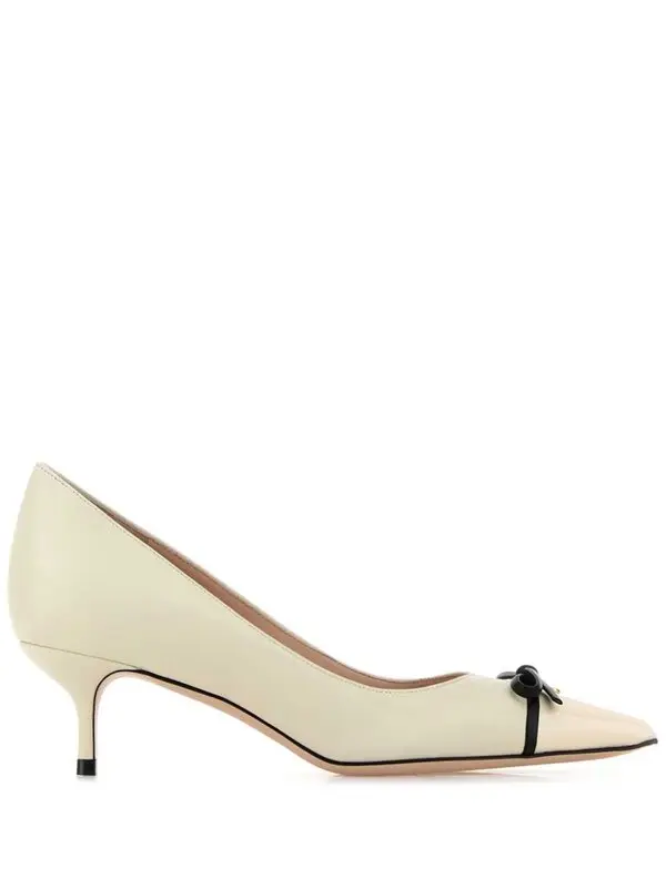 Valentino Garavani 45mm Vlogo Leather Pumps Neutrals Editorialist