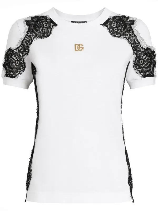Dolce & Gabbana Lace-detailed T-shirt - White