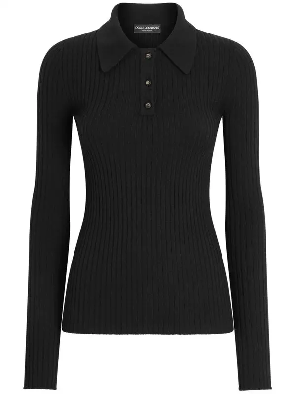 Dolce & Gabbana Ribbed-knit Polo Shirt
