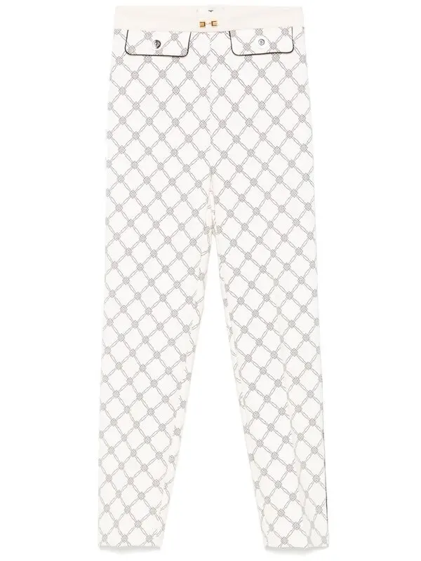 Elisabetta Franchi Diamond-print Trousers - Neutrals