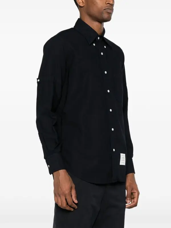 Thom Browne Logo-tag Cotton Shirt - Blue