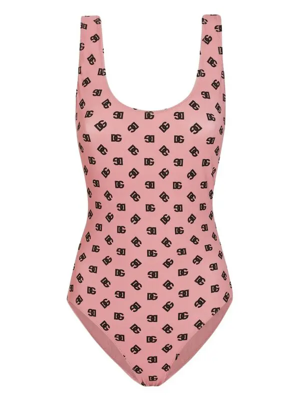 Dolce & Gabbana Logo-print One-piece Swimsuit - Pink