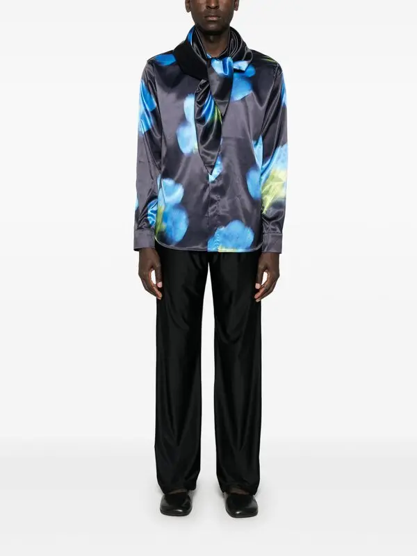 FLANEUR Blurred Flower Hooded Shirt