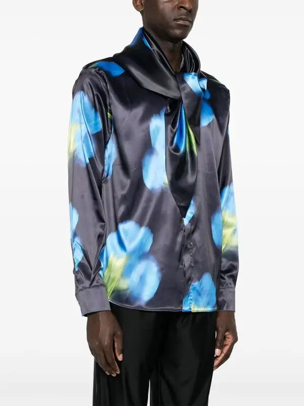 FLANEUR Blurred Flower Hooded Shirt